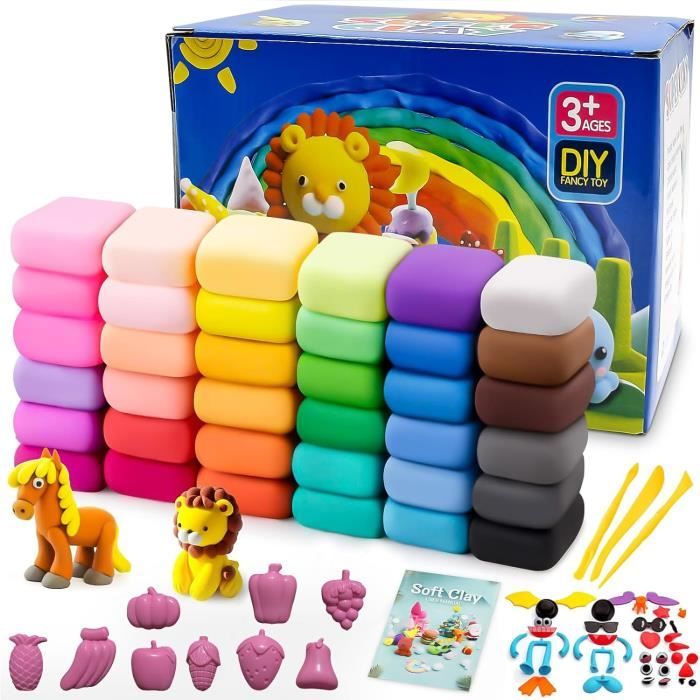 Pâte à modeler autodurcissante, ensemble de 36 couleurs avec un livre d ...