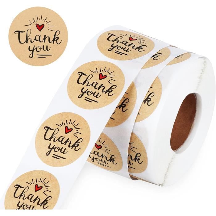 Lot de 600 étiquettes autocollantes rondes en papier kraft de 3 cm pour ...