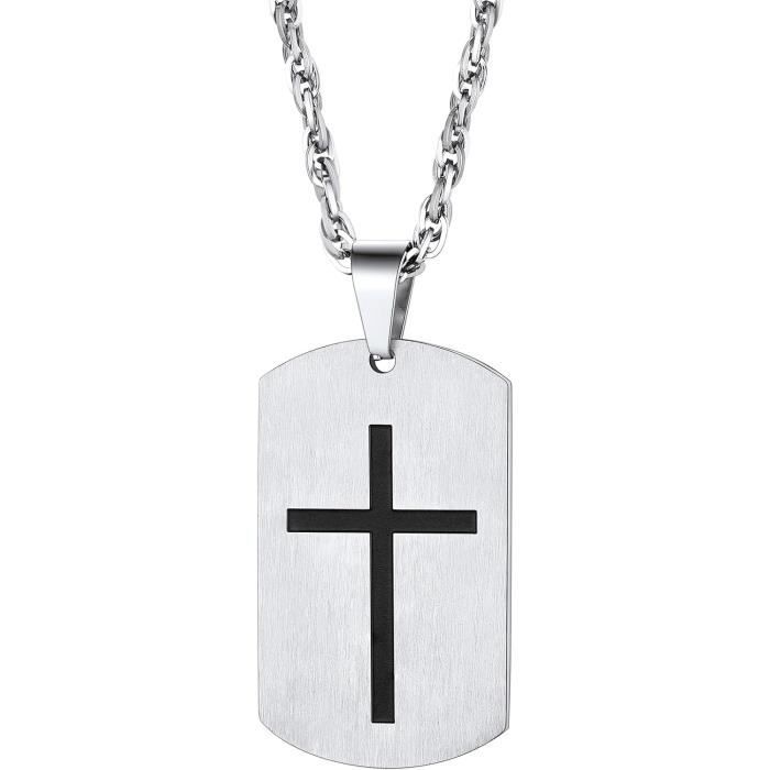 Plaque Militaire Personnalisable Collier Croix Gravure En Anglais Acier ...