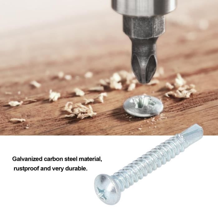 LAM-Vis autoperceuse Lot de 50 vis auto-perceuses en acier au carbone 4,8 x 32 mm pour ...