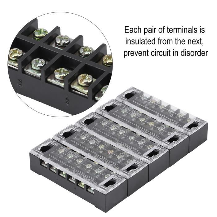 5pcs double rangée 6 positions 600V 15A bornier à vis + bande de ...