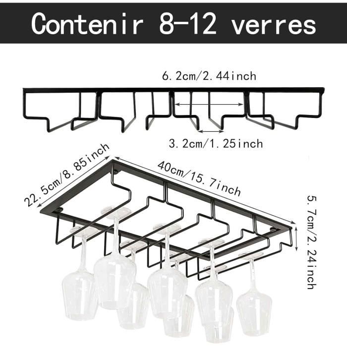 2 Pcs Support De Verre A Pieds, Range Verre Suspendu Bar, Porte Verre A ...