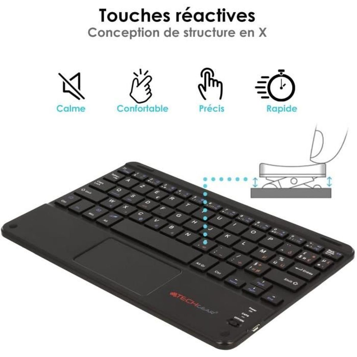 Active Strike Pro Clavier Azerty Bluetooth Sans Fil Avec Pavé Tactile ...