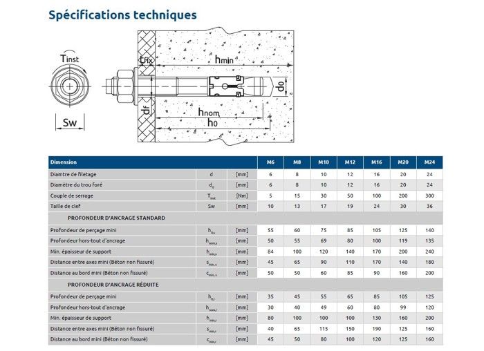 Goujons d'ancrage inox A4 pour béton non fissuré 10X115 boîte de 50 - RAWL - R-XPTIIA4-10115/35 ...