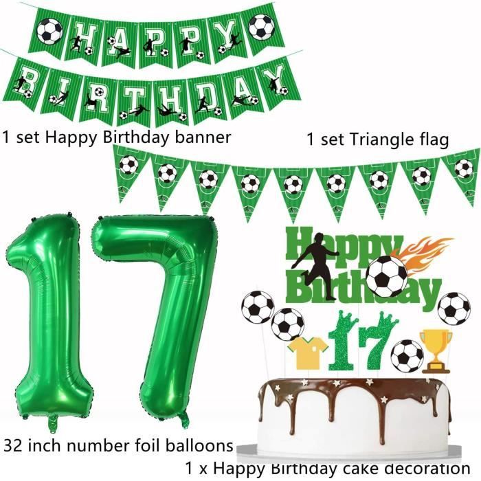 Ballon Anniversaire Football 17 Ans Anniversaire Football Décoration 17 ...