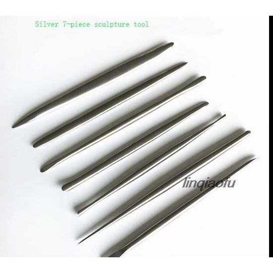 Outil de sculpture en métal noir, outil en argile souple Silver 7-piece ...