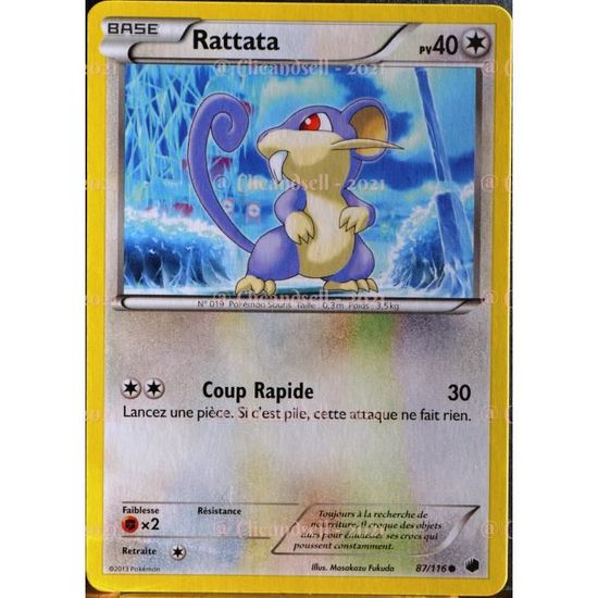 Carte Pokémon Rattata 40 PV 87-116 GLACIATION PLASMA NEUF FR - Cdiscount Jeux - Jouets