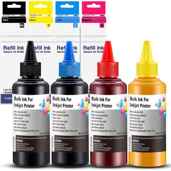 Kit Recharge Encre Imprimante Universelle, Flacon Encre Imprimante ...