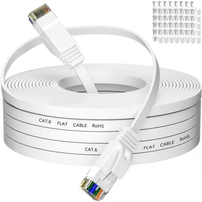 Cable Ethernet 40m, Cable Rj45 Cat 6 Câble Réseau Plat Intérieur ...