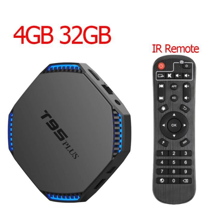 Ue Plug - 4 Go 32 Go IR Remote - boîtier Smart TV T95 Plus, Android 11 ...