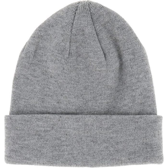 Bonnet Homme Ou Femme Uni - Bonnet Hiver Basic En Maille Sans Pompon ...