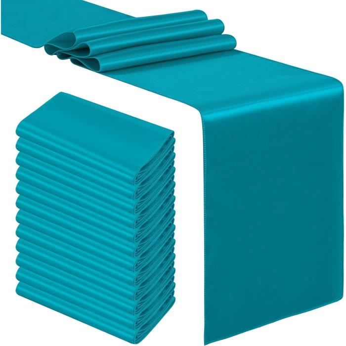 Lot De 12 Chemins De Table En Satin Turquoise, 30Cm X 275Cm Long Chemin De Table En Satin De ...