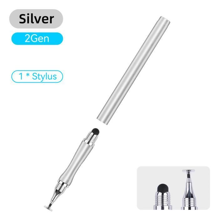 Stylet de dessin 2 en 1 - Silver - Compatible Android/iOS - 14.7 cm ...