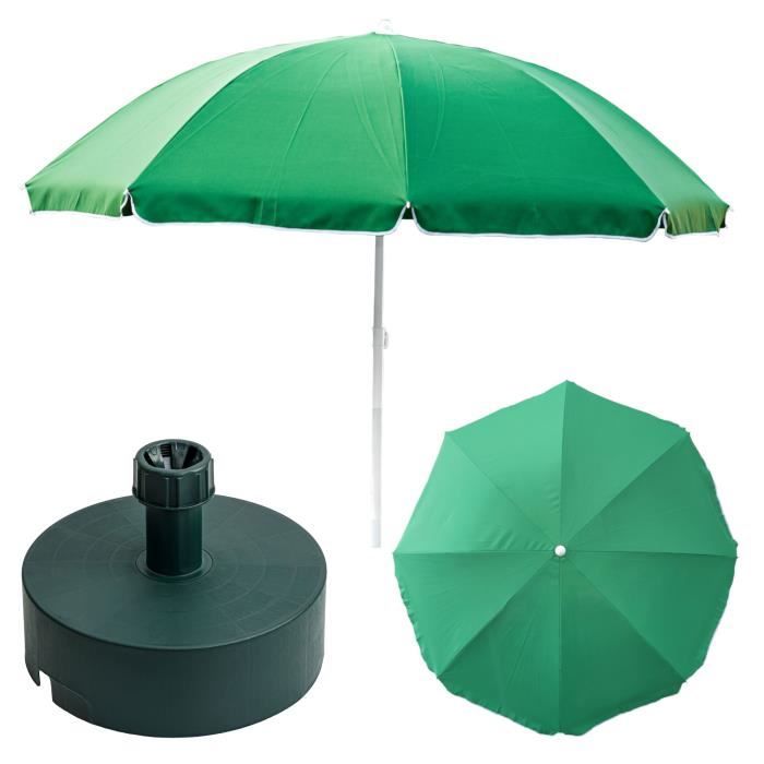 Kit de parasol avec socle de parasol couleur vert, large D 240cm H ...
