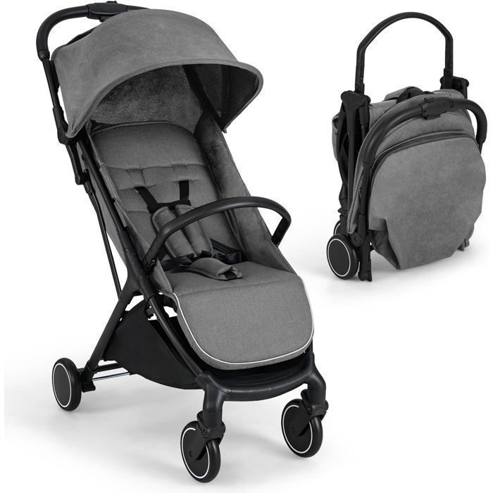 COSTWAY Poussette Compacte Pliant à une Main Dossier Incliné 100°-145 ...