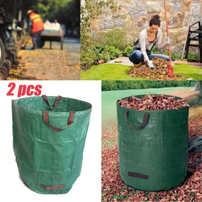 FLYING-Lot de 2 Sacs À Déchets Verts Jardin Herbe Sac Poubelle Solide ...