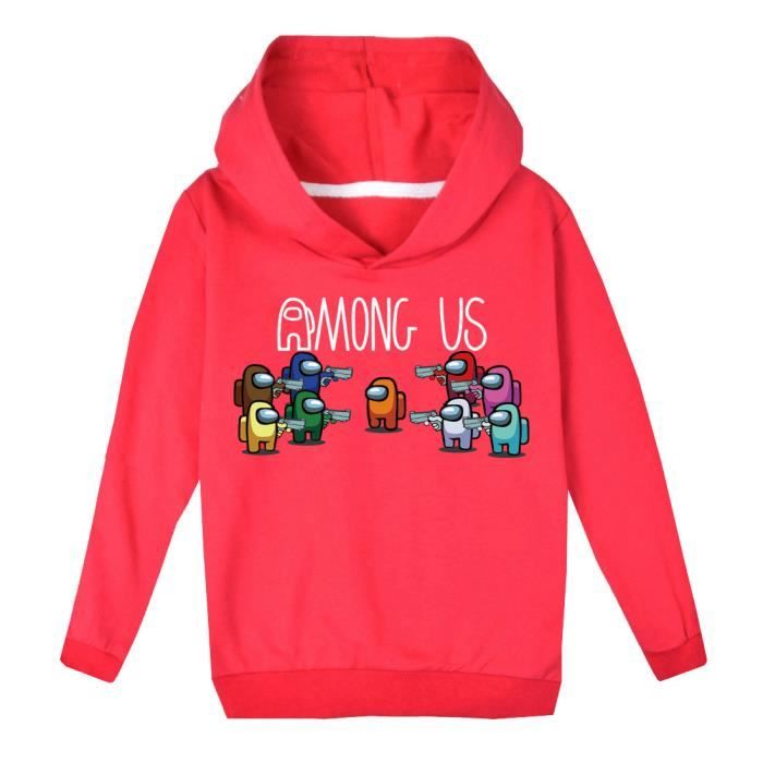 Among Us Enfants Pull Sweat à Capuche Hoodie Rouge - Cdiscount Prêt-à ...