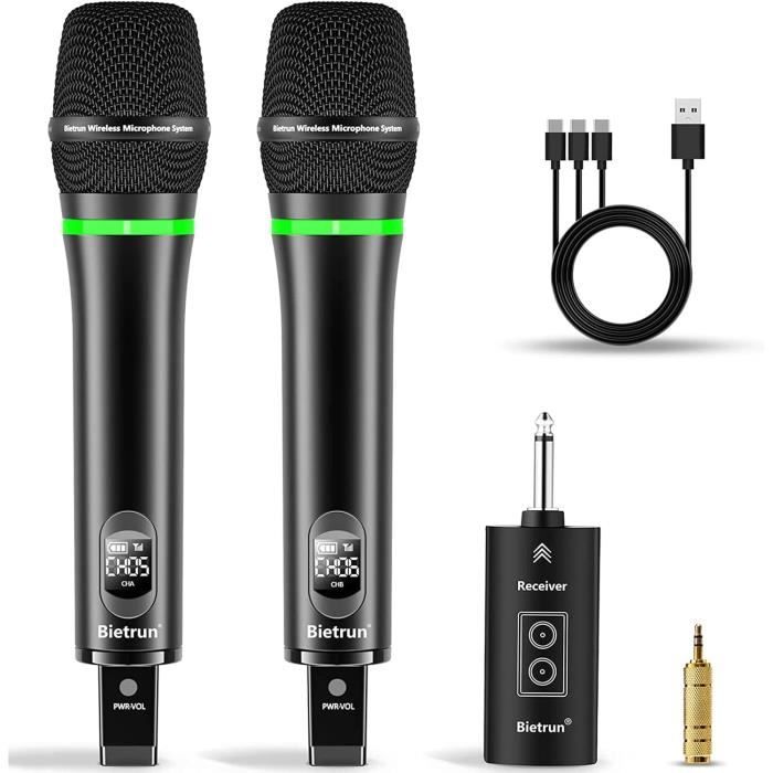 Microphone Rechargeable sans Fil, UHF Double Micro Karaoké à ...