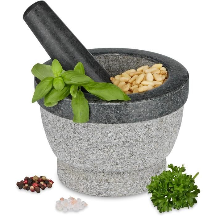 Mortier avec Pilon, en Granite, ustensile Rond, pour épices et Herbes ...