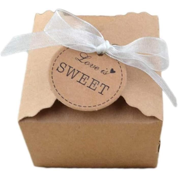 50 Pièces Boites Cadeaux Kraft, Boîte de Papier Kraft à Biscuit Bonbon ...