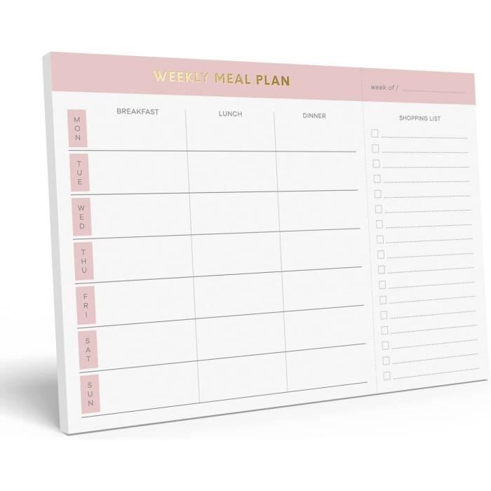 Sweetzer Orange Blocs de Planification Repas - Semainier Rose Or pour ...
