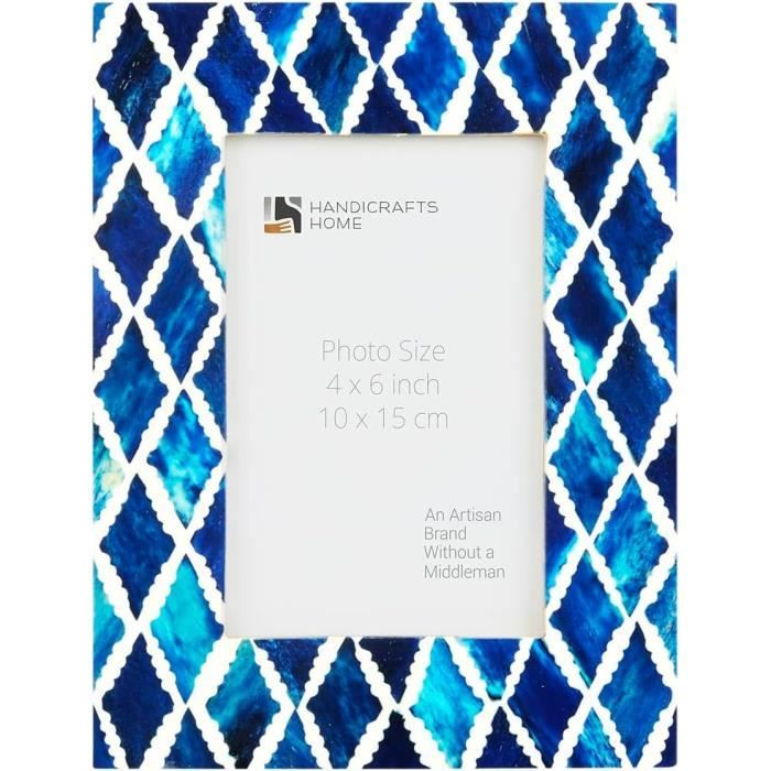Cadre Photo Marocain En Mosaïque D'Os Bleu-Blanc 10 X 15 Cm[J22088 ...