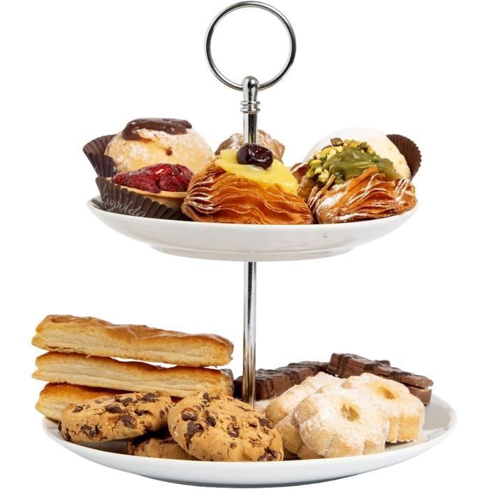 Présentoir À Gâteau À 2 Étages En Céramique - Un Polyvalent Presentoir ...