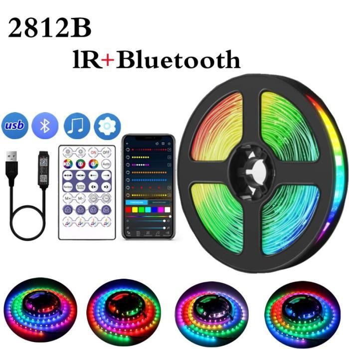 BANDE LED,Ws2812 IR BT Control-1m--bande lumineuse LED RGB 5050, 1M 30M, 5V DC, USB, ruban ...