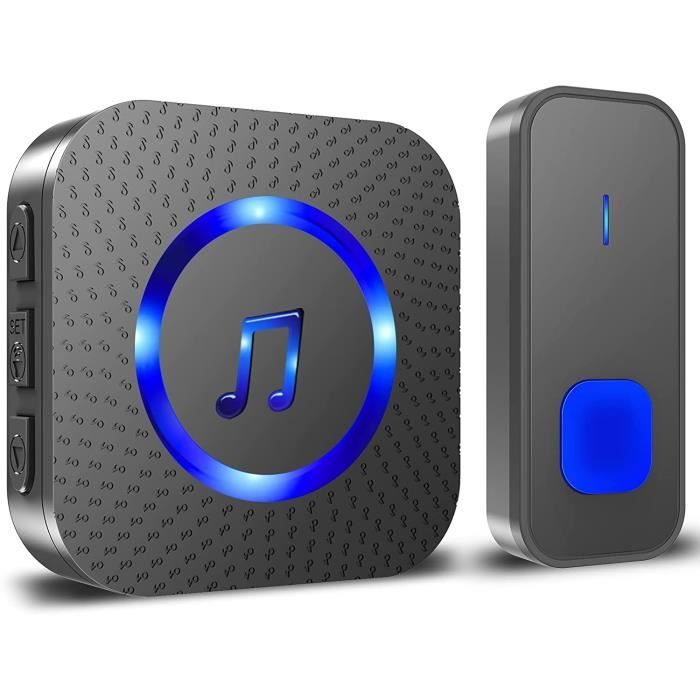 Sonnette sans Fil Portée 400m Carillon de Porte Extérieur Étanche avec ...