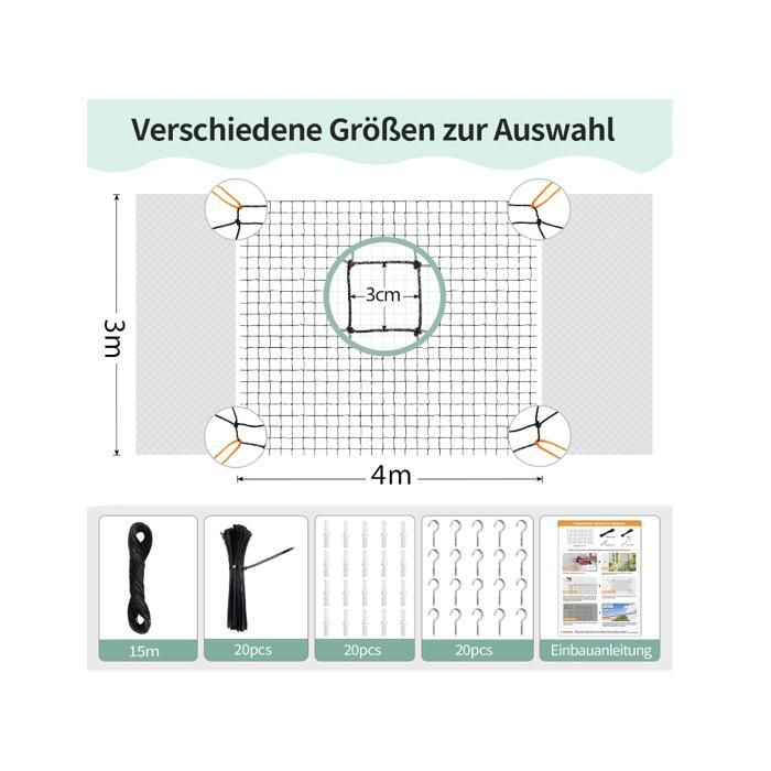 Filet Chat Balcon, Filet Chat Renforcé 3x4m, Filets de Protection sans ...