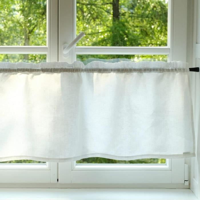 Rideau En Lin Blanc - Brise Bise Lin - Rideau Court Lin - Rideau Brise ...