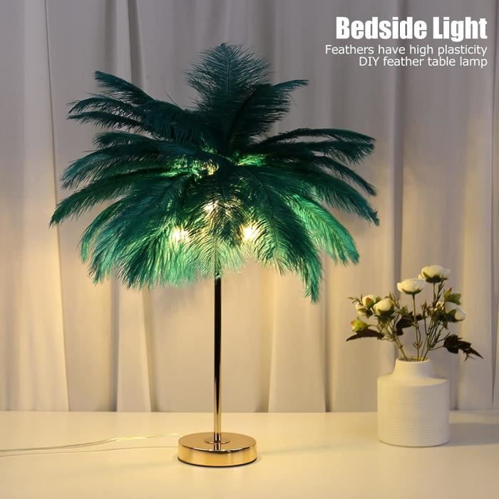 Lampe De Table En Plumes D'Autruche, Lampe De Chevet Décorative Moderne ...