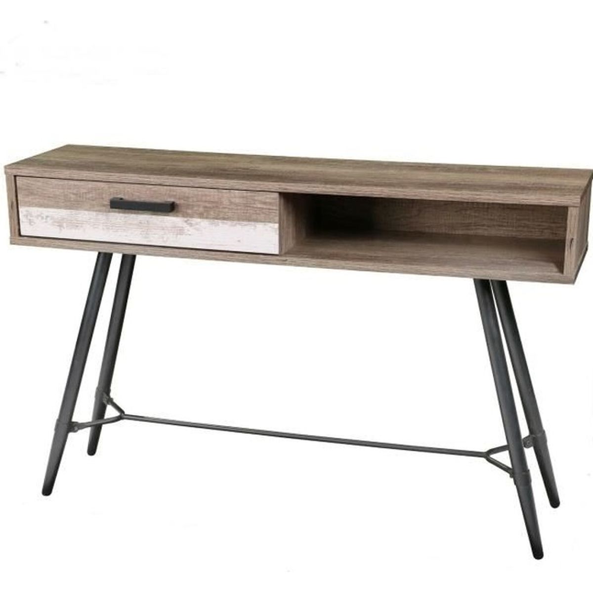 TABLE SALON BASSE TELE RETRO CONSOLE TV BOIS METAL INDUSTRIEL DESIGN ...