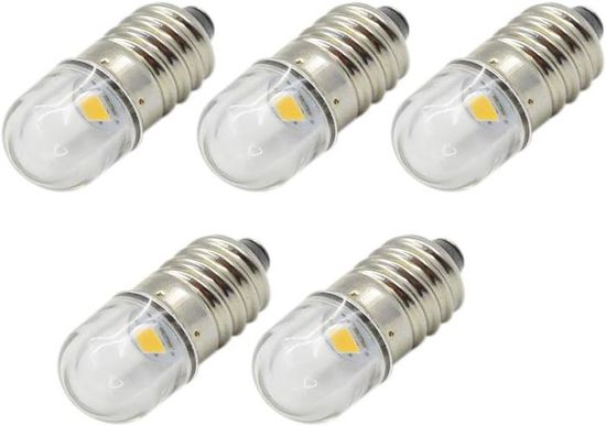 5 pièces E10 douille de base ampoule LED 1W 4.5V blanc remplacer torche ...