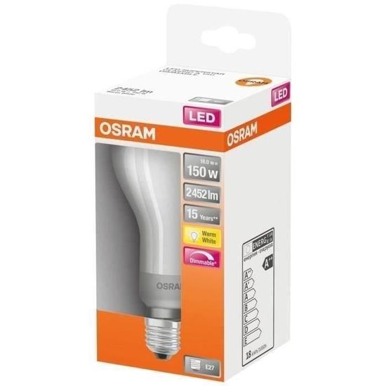 OSRAM - LED std verre dépoli variable 18W E27 2452lm 2700K chaud - Cdiscount Maison
