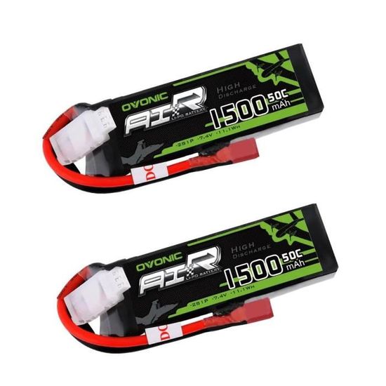 Batterie LiPo Ovonic 2S 1500mAh 50C 7.4V avec connecteur Deans T pour voiture télécommandée 1/14 ...