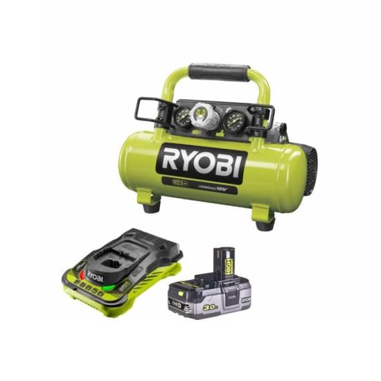 Pack RYOBI Compresseur à cuve 18V One Plus 4L R18AC-0 - 1 Batterie 3 ...