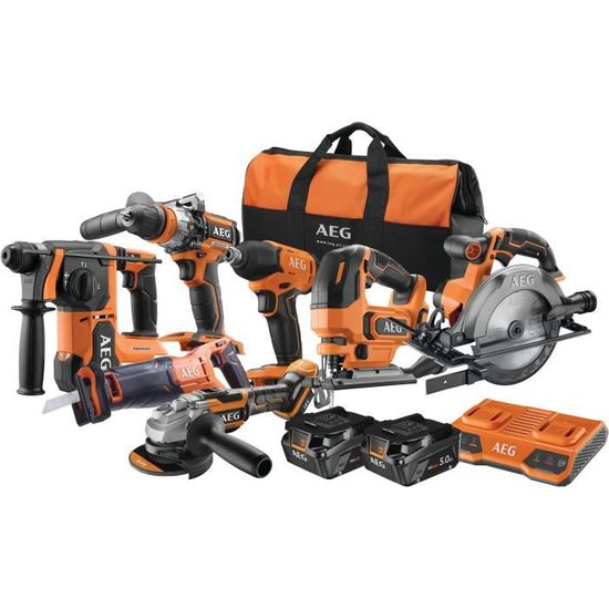 AEG - Combo 7 outils : Perceuse percu., Perforateur, Visseuse à chocs ...