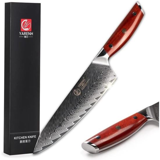 Couteau Cuisine 20Cm, Couteaux De Cuisine À Acier Damas 67 Couches ...