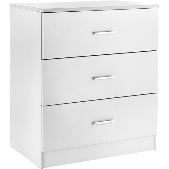 Commode Chambre en Mélaminé 3 Tiroirs, Meuble de Rangement Chambre à ...