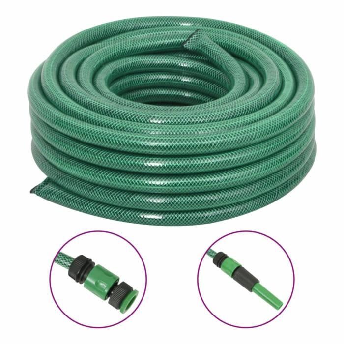 QUT Tuyau d'arrosage avec jeu de raccords vert 30 m PVC A154382 98666 ...