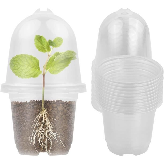 10 Pieces Pot Semis Set, Pots De Fleurs En Plastique Transparent Avec ...