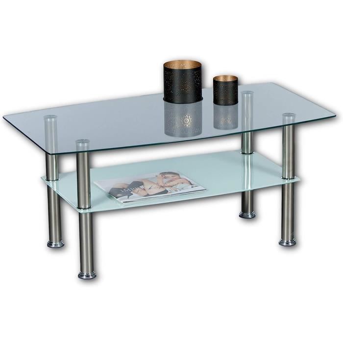 LISA Table basse en verre avec cadre métallique - table d'appoint ...