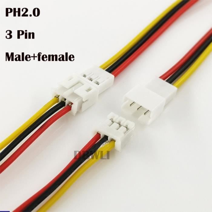 10 Pairs 3P -Connecteur mâle femelle Micro PH2 JST PH 2.0, 10 paires ...