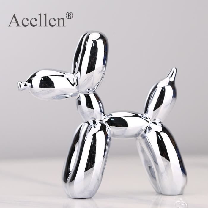 Statue déco - Aclen - Chien en résine - Gris clair - 25x25x9cm - Style ...