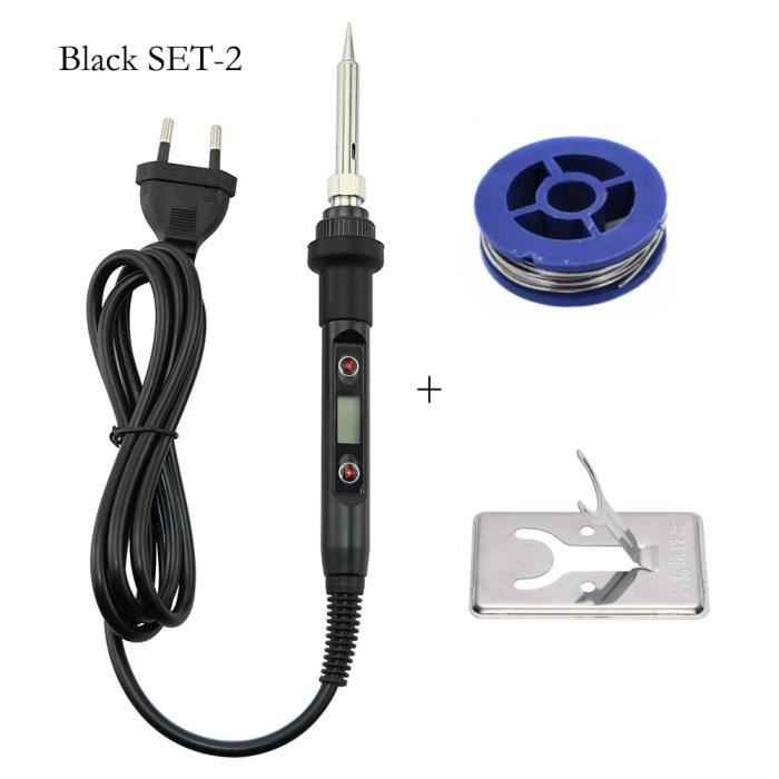 Black Set-2-220V EU Plug -Fer à souder électrique noir 80W avec affichage numérique LCD ...