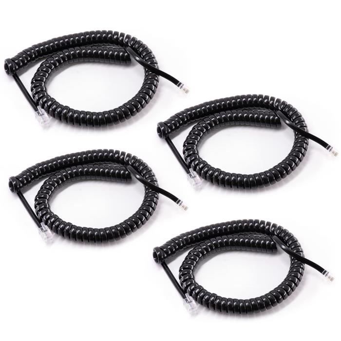 Lot De 4 De Cable Telephone Fixe De 2 M,Cordon Combiné Téléphone Fixe ...