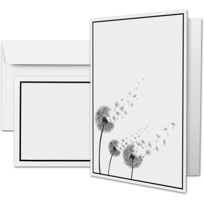 Lot De 100 Cartes De Condoléances Din A6 Motif Pissenlit + Enveloppes ...