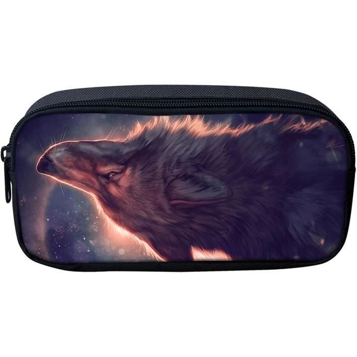 Petite trousse à crayons motif loup pour garçons et filles - Imprimé ...