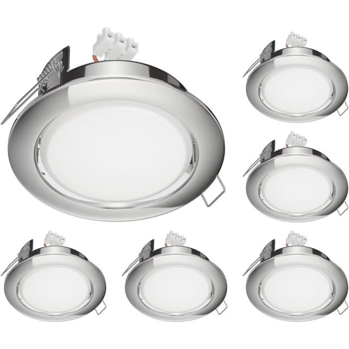 6 Spots Led Encastrables Zobe Ii Plats Gx53 Chromés Ronds 6,2W 509Lm ...